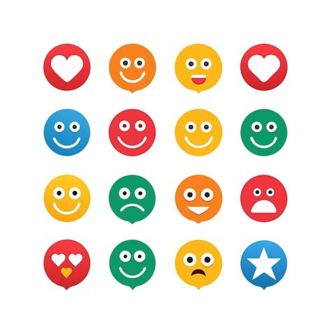 반응 아이콘 이모지 세트 컬렉션 터 일러스트레이션 프리미엄 Ai 생성 벡터