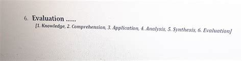 Solved 6 Evaluation [1 Knowledge 2 Comprehension