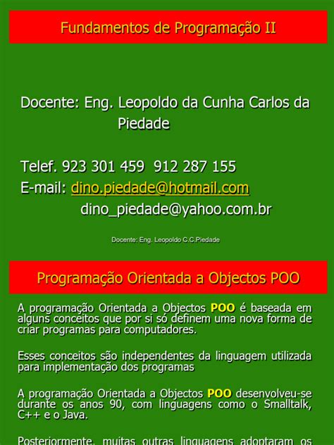 Aula1 Paradigmas De Poo Pdf Programação Orientada A Objetos