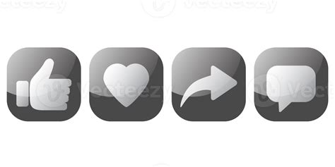 Set Of Social Media Icons With Modern Design Like Thumbs Up Love Heart Share Comment
