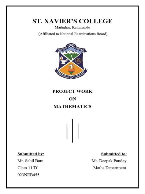 Maths Dp Sir Project Work 1 Page Pdf