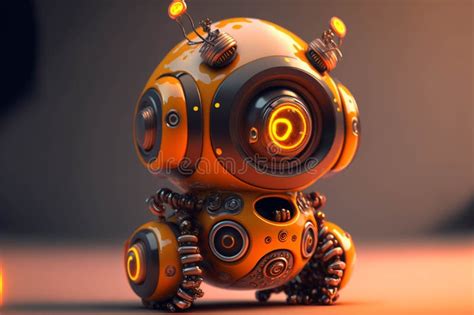 Cute Mini Robot Generative Ai Stock Illustration Illustration Of