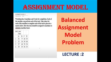 L2 Or Assignment Model Balanced Assignment Problem Hungarian Method To Solve Assignment