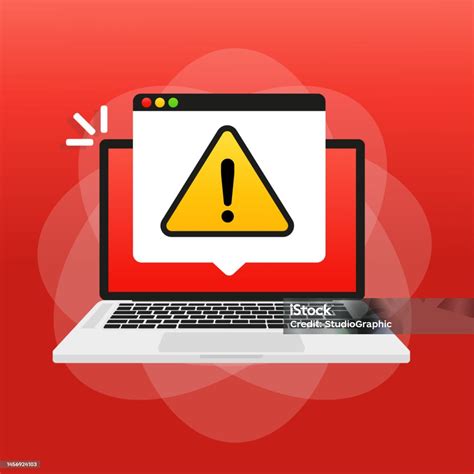 Laptop Warning Sign Computer Alert Danger Exclamation Mark Vector Illustration Stock