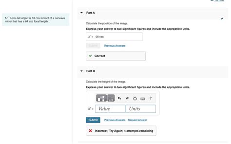 Solved A Cm Tall Object Is Cm In Front Of A Chegg Com