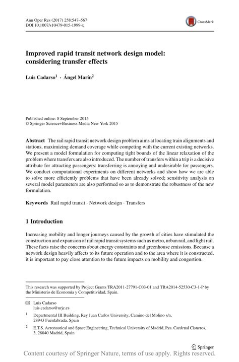Improved Rapid Transit Network Design Model Considering Transfer