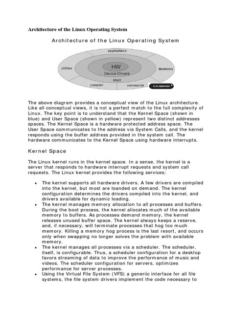 Architecture Of The Linux Operating System Download Free Pdf Kernel