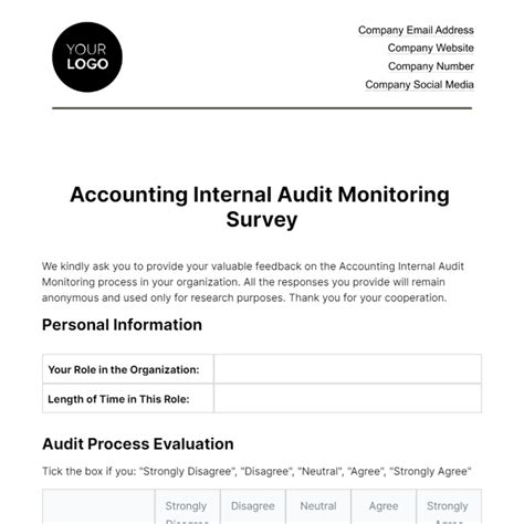 Accounting Internal Audit Monitoring Survey Template Edit Online And Download Example