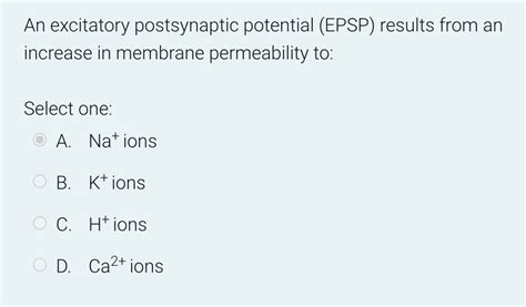 Solved An Excitatory Postsynaptic Potential Epsp Results