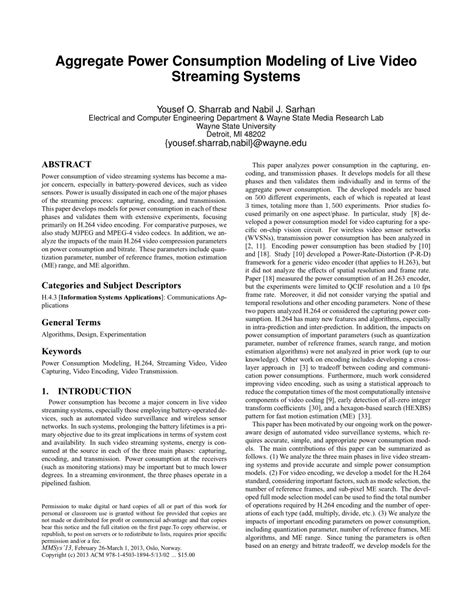 Pdf Aggregate Power Consumption Modeling Of Live Video Streaming Systems