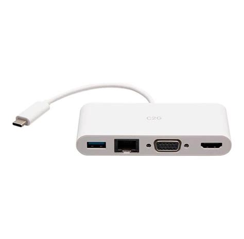 C G Usb C To Hdmi Vga Usb A Rj Adapter K Hz White Docking Station Usb C