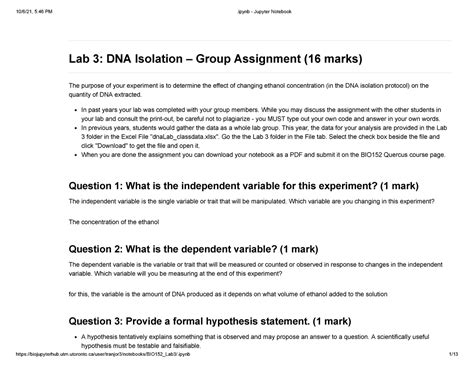 Ipynb Jupyter Notebook Lab DNA BIO UOttawa Studocu