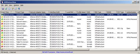 WifiHistoryView Displays History Of Connections To Wireless Networks On Your Computer