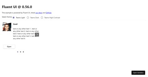 Fluent Ui Example Codesandbox