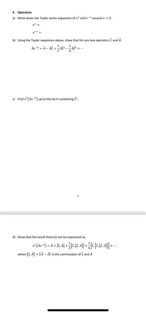 Solved Operatorsa ﻿write Down The Taylor Series Expansion