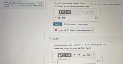 solved ip a 2 7 kg block slides with a speed of 1 1 m s on a
