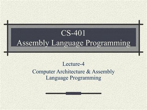 Chapter 4 Cs401 Subject Of Computer Science Ppt