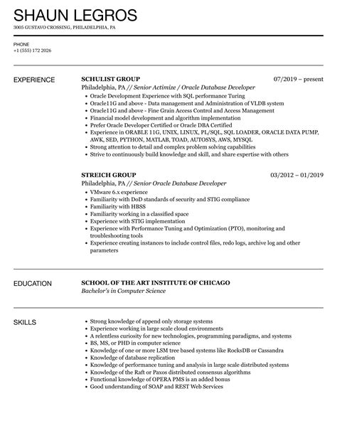 Oracle Database Developer Resume Samples Velvet Jobs