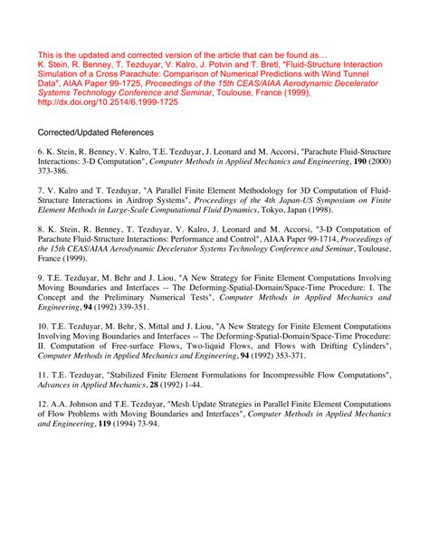 Pdf Fluid Structure Interaction Simulation Of A Cross Parachute