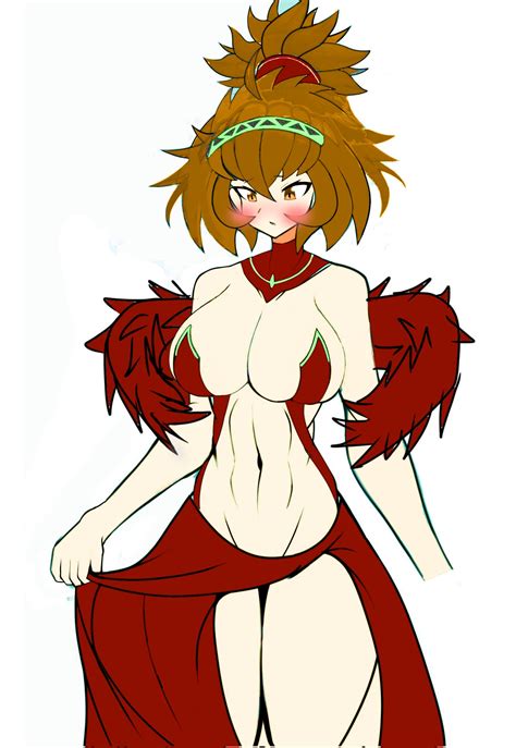 Rule 34 1girls Barely Covered Belly Belly Button Blush Breasts Brown Eyes Brown Hair Collar