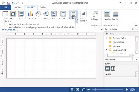 Draw Indicator Report Item ReportDesigner Wpf Syncfusion