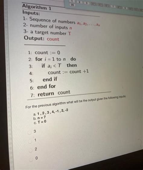 Solved 1 35 Algorithm 1 Inputs 1 Sequence Of Numbers