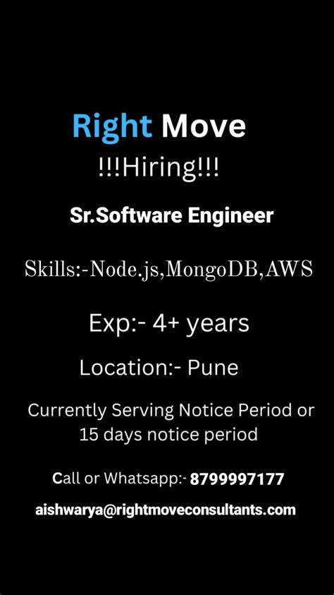 Aishwarya D On Linkedin Nodejs Mongodb Aws Hiringnow Rightmove