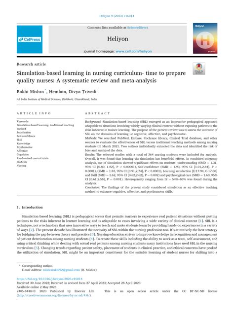 Pdf Simulation Based Learning In Nursing Curriculum Time To Prepare