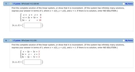 Solved Find The Complete Solution Of The Linear System Or