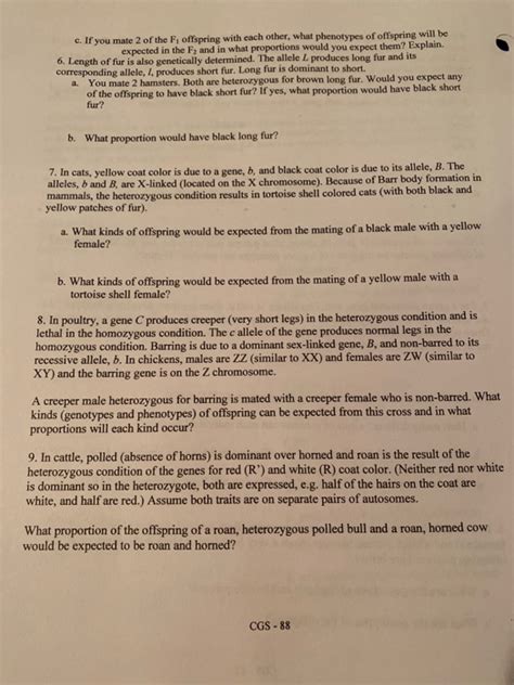 Solved Part B Genetics Problem Solving Answer Questions 1
