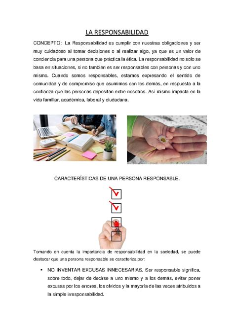 La Responsabilidad 1 La Responsabilidad Concepto La Responsabilidad Es Cumplir Con Nuestras