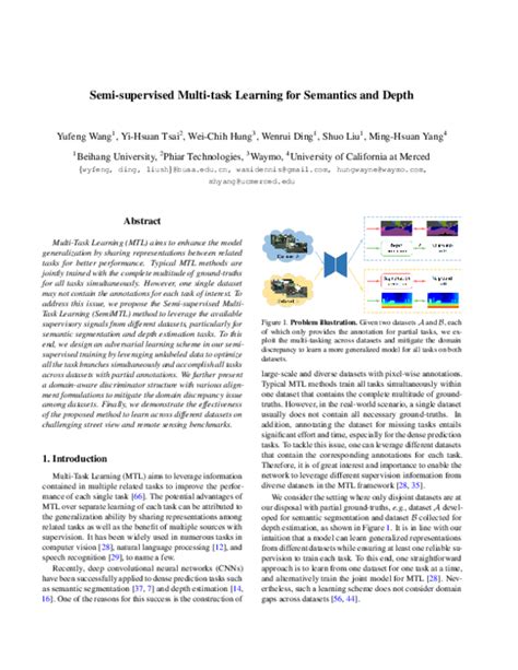 Pdf Semi Supervised Multi Task Learning For Semantics And Depth