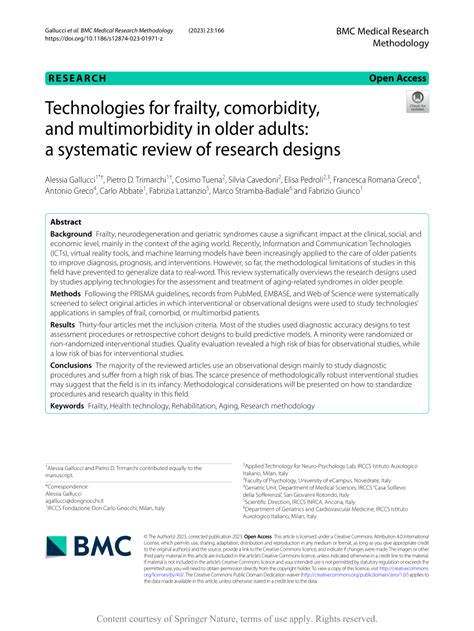 Pdf Technologies For Frailty Comorbidity And Multimorbidity In