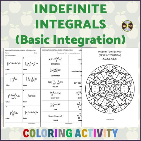 Calculus Indefinite Integrals Basic Integration Color By Code