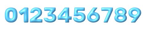 Set Of Blue 3d Numbers Icons Cute Metallic Math Font With Shiny Bright