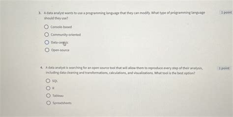 3 A Data Analyst Wants To Use A Programming Language That They Can