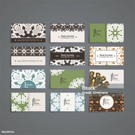 벡터 디자인 서식 파일의 집합입니다 꽃 원형 장식 된 명함입니다 만다라 스타일입니다 0명에 대한 스톡 벡터 아트 및 기타 이미지 0명 공란 꽃 식물 Istock