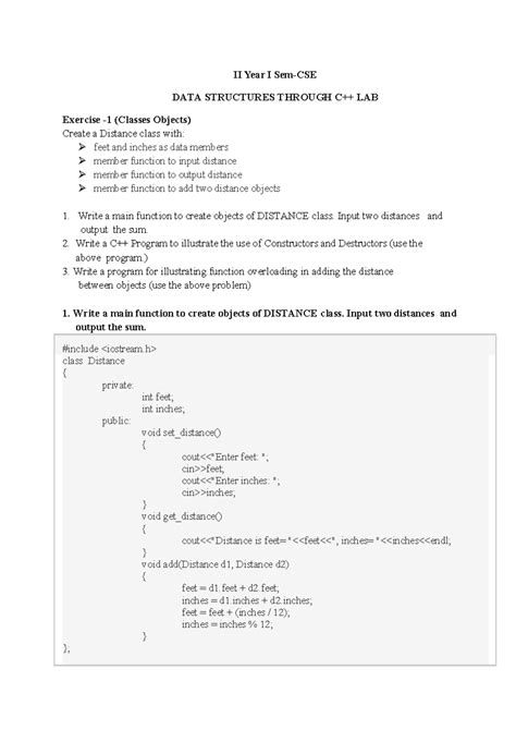 Lab Programs C Ii I Sem Ii Year I Sem Cse Data Structures Through