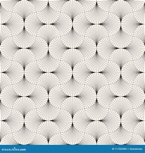 Vector Seamless Vintage Pattern Of Overlapping Arcs In Art Deco Style Modern Stylish Abstract
