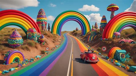 Rainbow Road Trip A Whimsical Journey Through A Colorful Fantasy