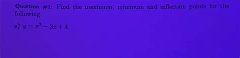 Solved Question Find The Maximum Minimum And Inflection Chegg