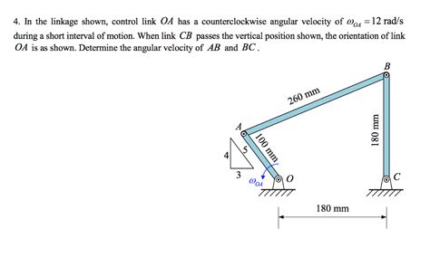 Solved In The Linkage Shown Control Link OA Has A Chegg
