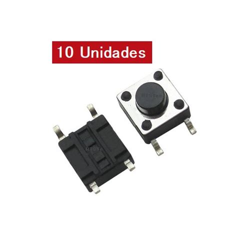 Kit 10 Unidades Button Smd Chave Táctil 6x6x5mm Para Circuito Eletronico Pic Esp Arduino