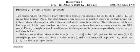 Solved Problem 2 Triplet Primes 10 Points Two Primes