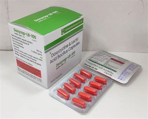 Doxyrap Lb 100 Doxycycline 100mg Capsule Packaging Size 10x10 At
