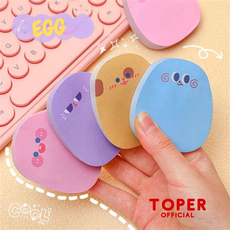 Jual Toper Sticky Notes Isi 60 Lembar Model Telur Stick Note Pou Full Color Emoji Lucu Catatan