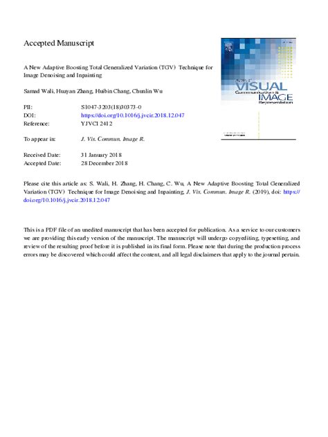 Pdf A New Adaptive Boosting Total Generalized Variation Tgv Technique For Image Denoising