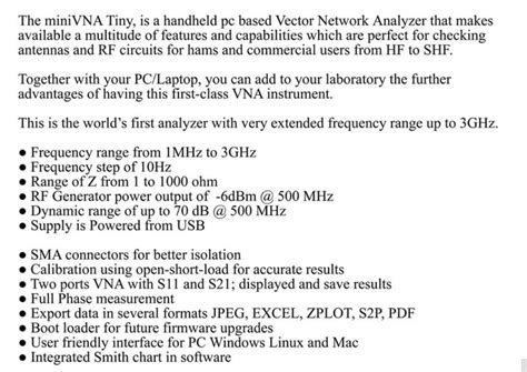 Vna 1m 3ghz Vector Network Analyzer Kit Minivna Tiny Vhf Uhf Nfc Rfid Rf Antenna Analyzer Vna