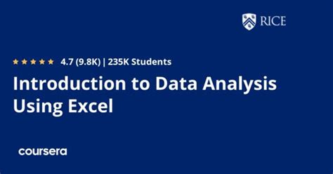 Introduction To Data Analysis Using Excel Coursya