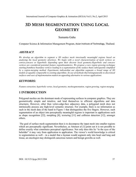 3d Mesh Segmentation Using Local Geometry Pdf